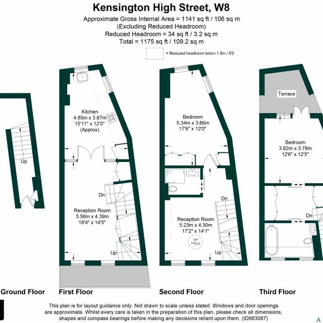 Elegant split level Kensington High St apartment with top floor terrace ...